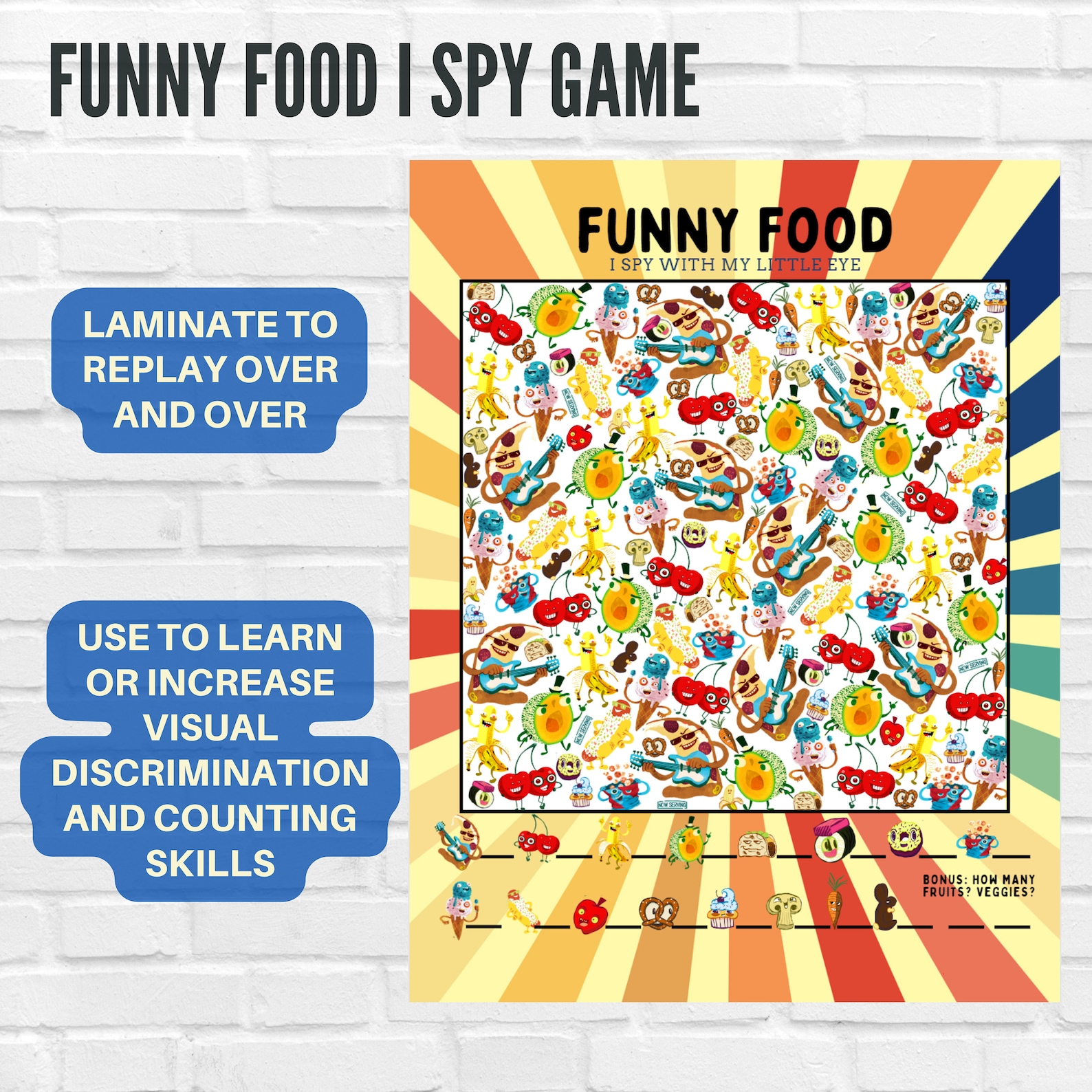 I Spy Printable, Funny Food Printable, Printable Summer Activities for ...