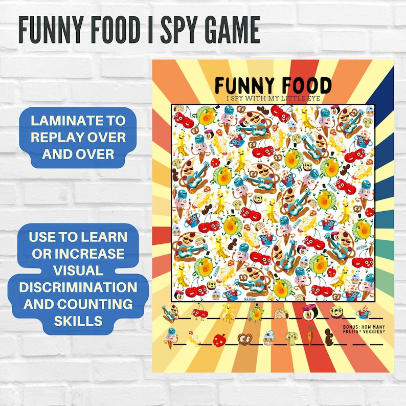 I Spy Printable, Funny Food Printable, Printable Summer Activities for ...