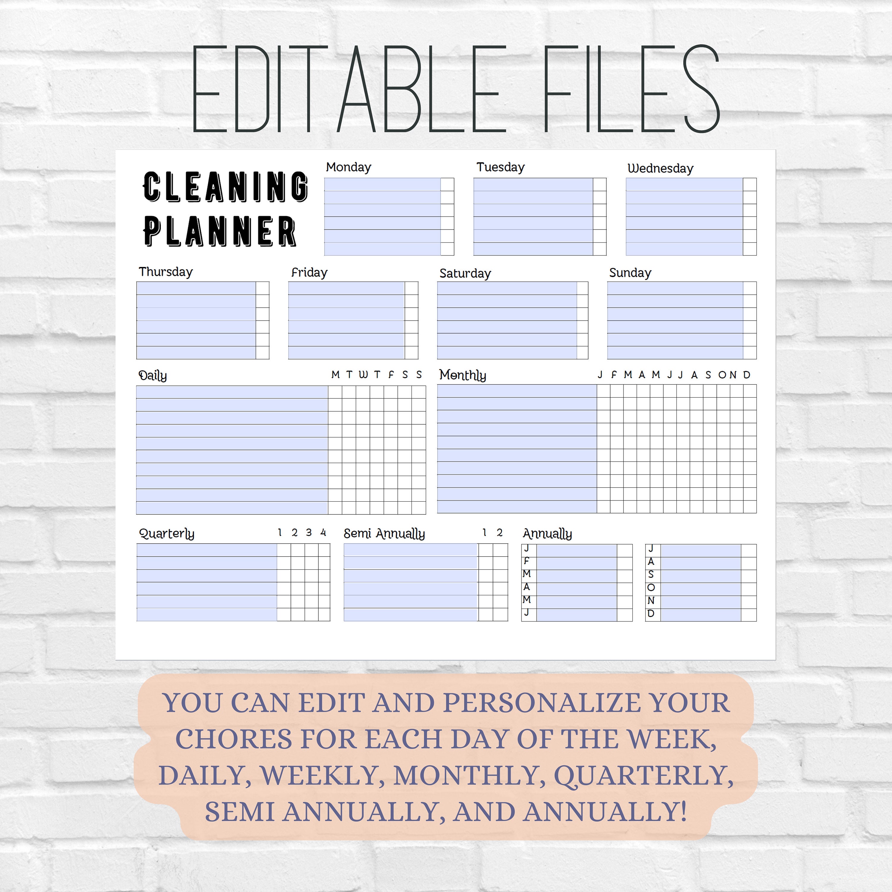Cleaning Planner Printable, Minimalist Planner, Cleaning Schedule ...