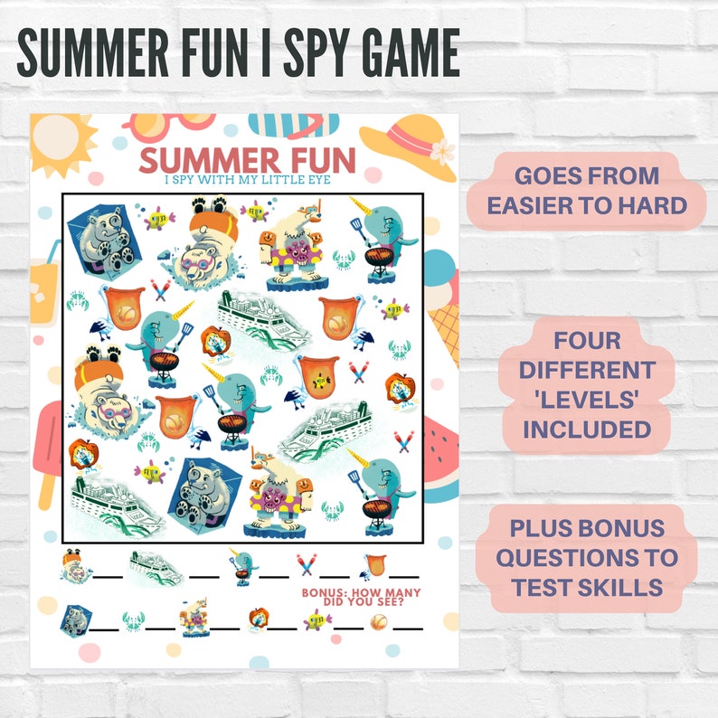 Summer Games, Fun Games for Kids, Printable Search and Find, I Spy Game ...