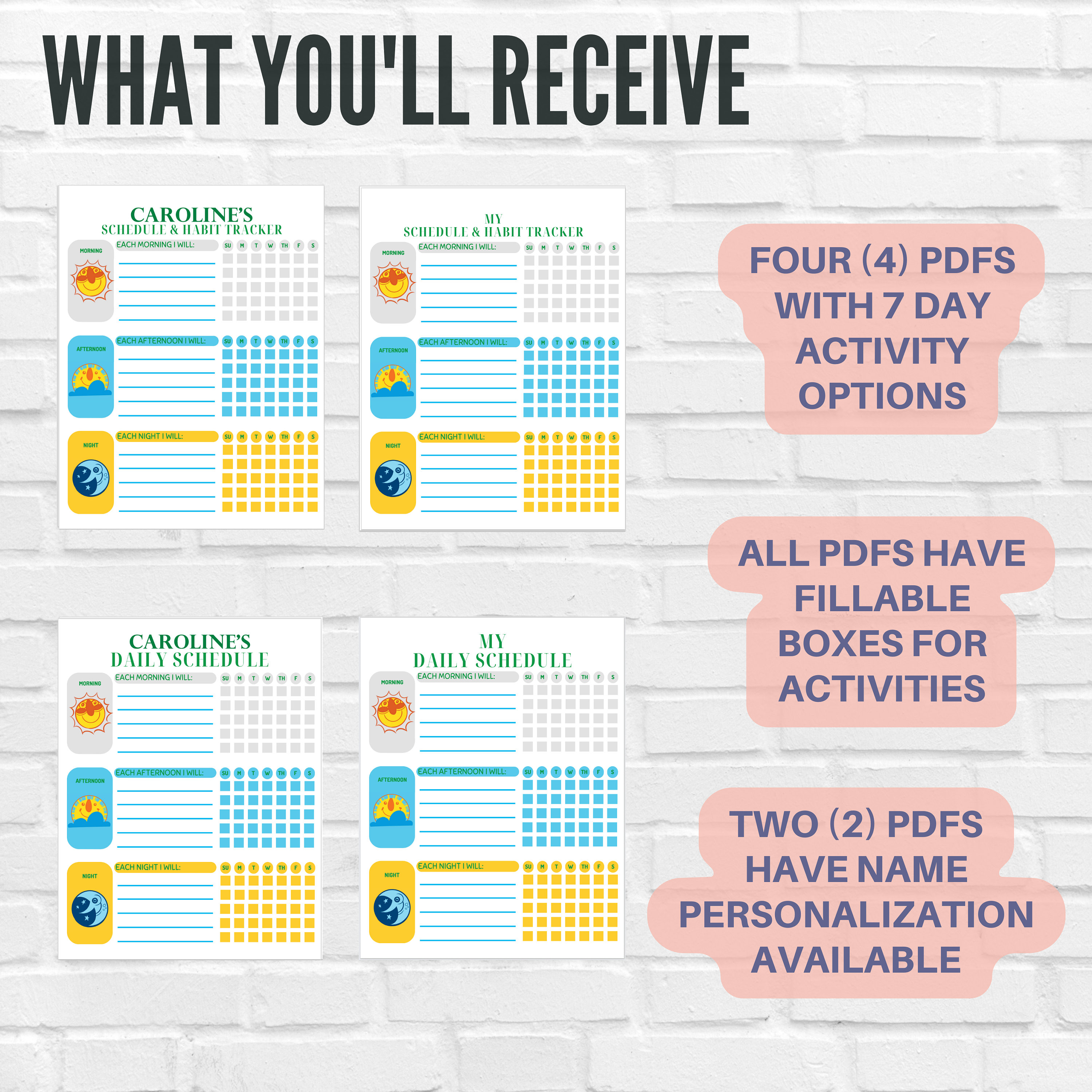 Kids Daily Checklist, Editable Chore Chart, Printable Weekly Planner ...