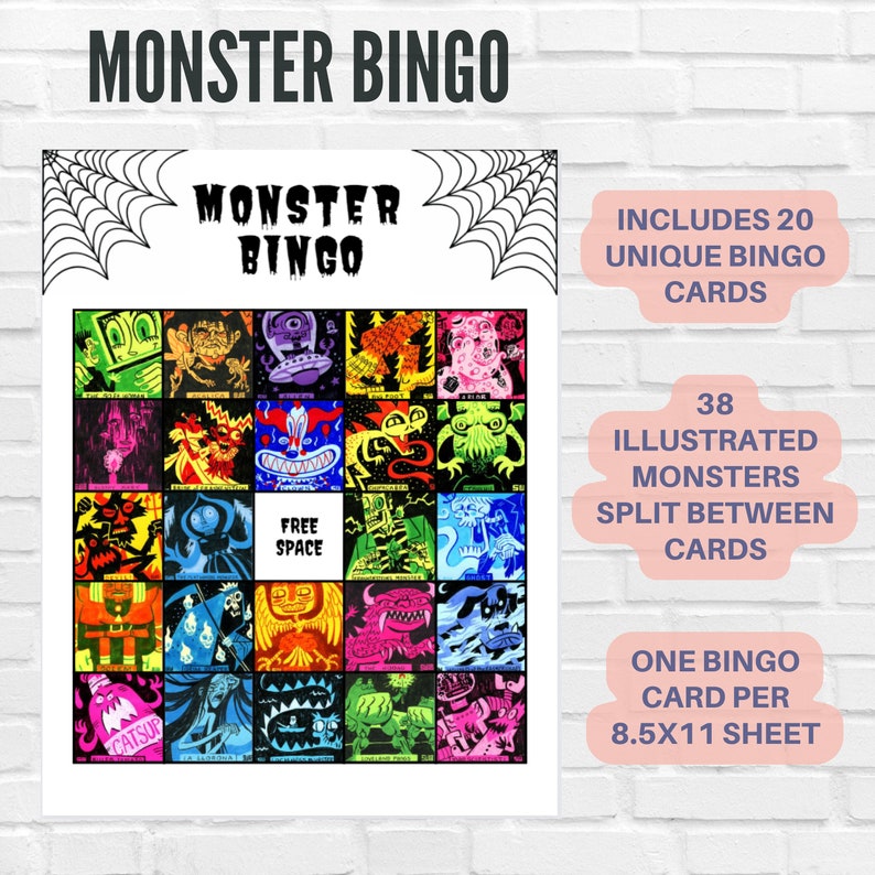 Halloween Bingo, Monster Games, Printable Party Games, Bingo Cards ...