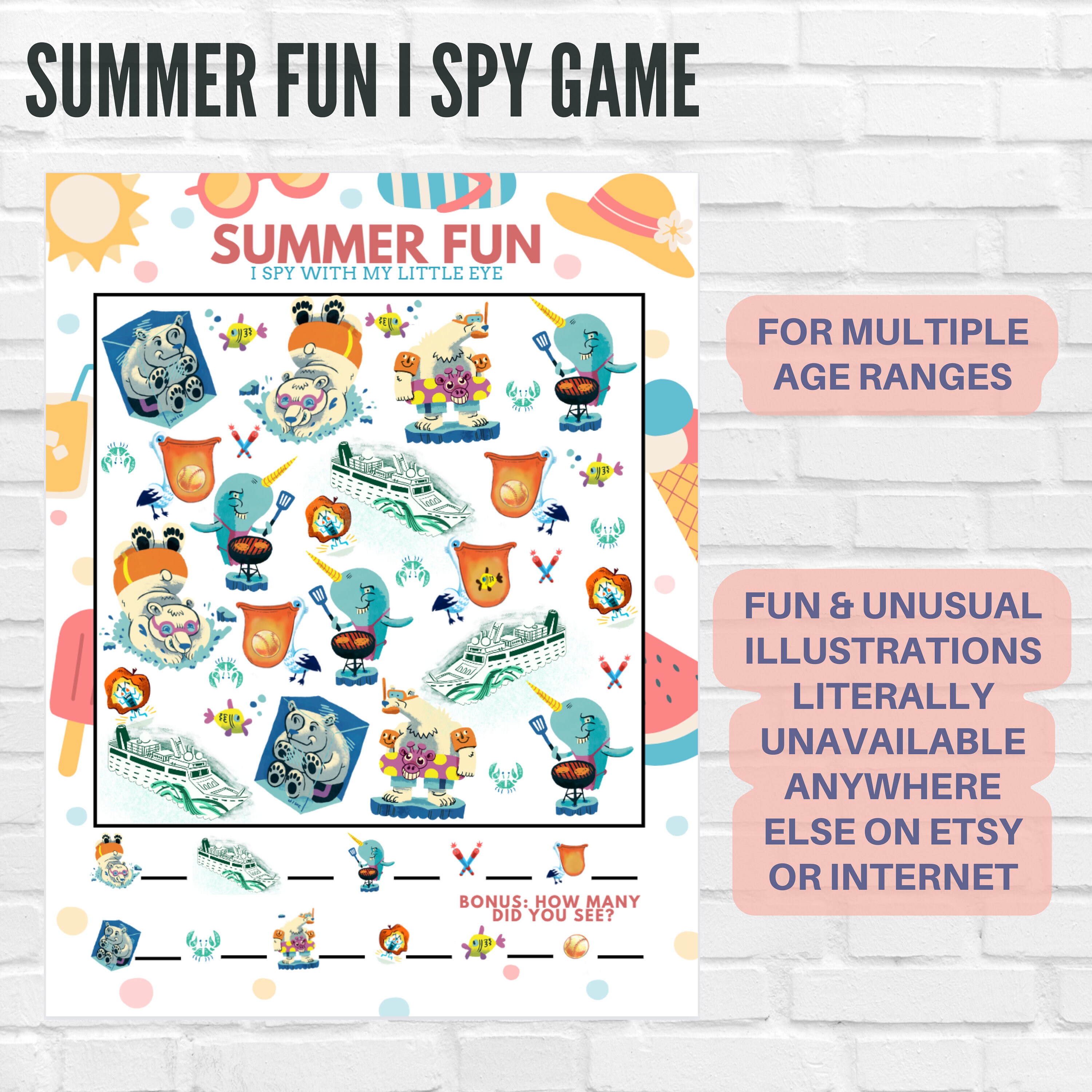 Summer Games, Fun Games for Kids, Printable Search and Find, I Spy Game ...