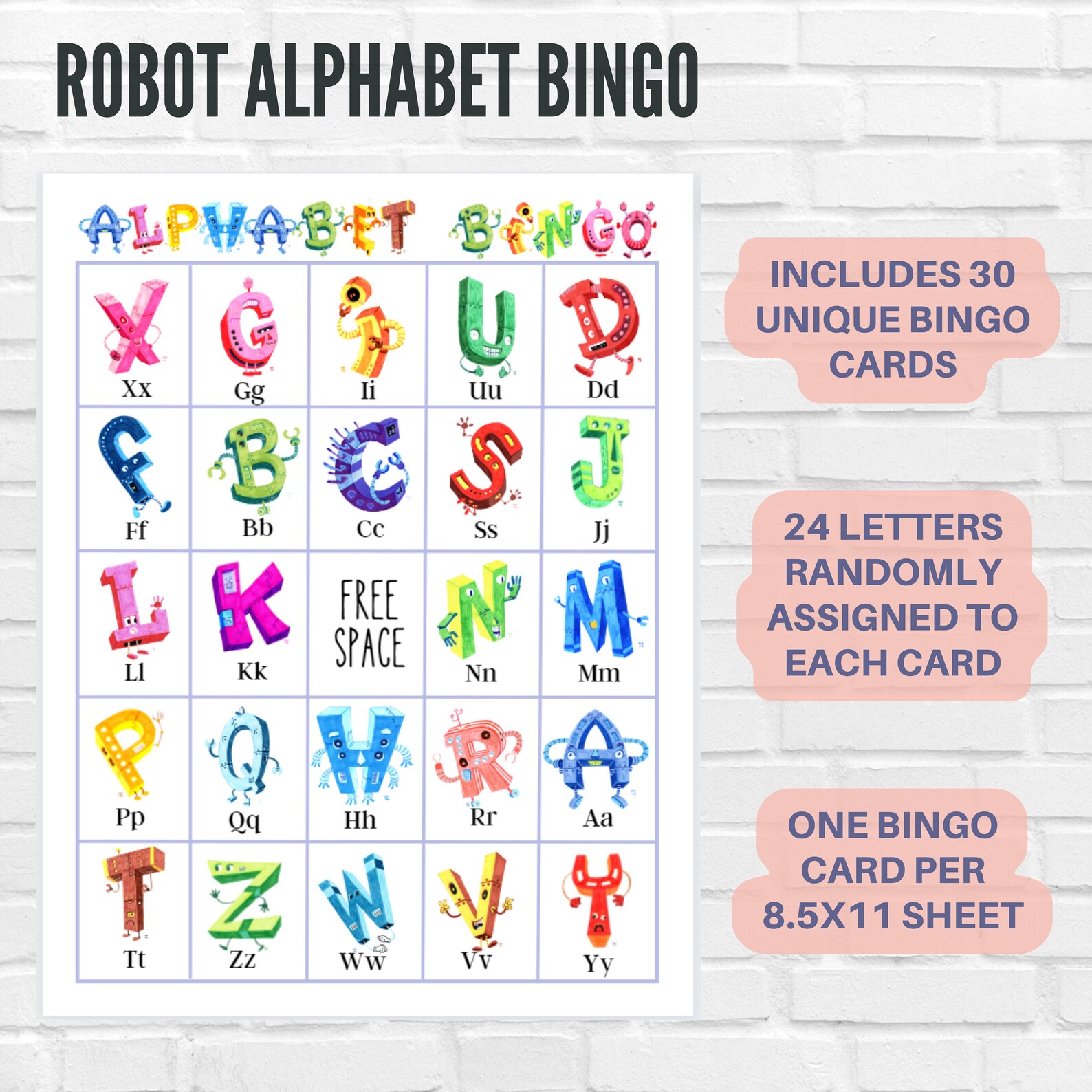 Printable Bingo, Alphabet Activity, Learning Games, Learn the Alphabet ...