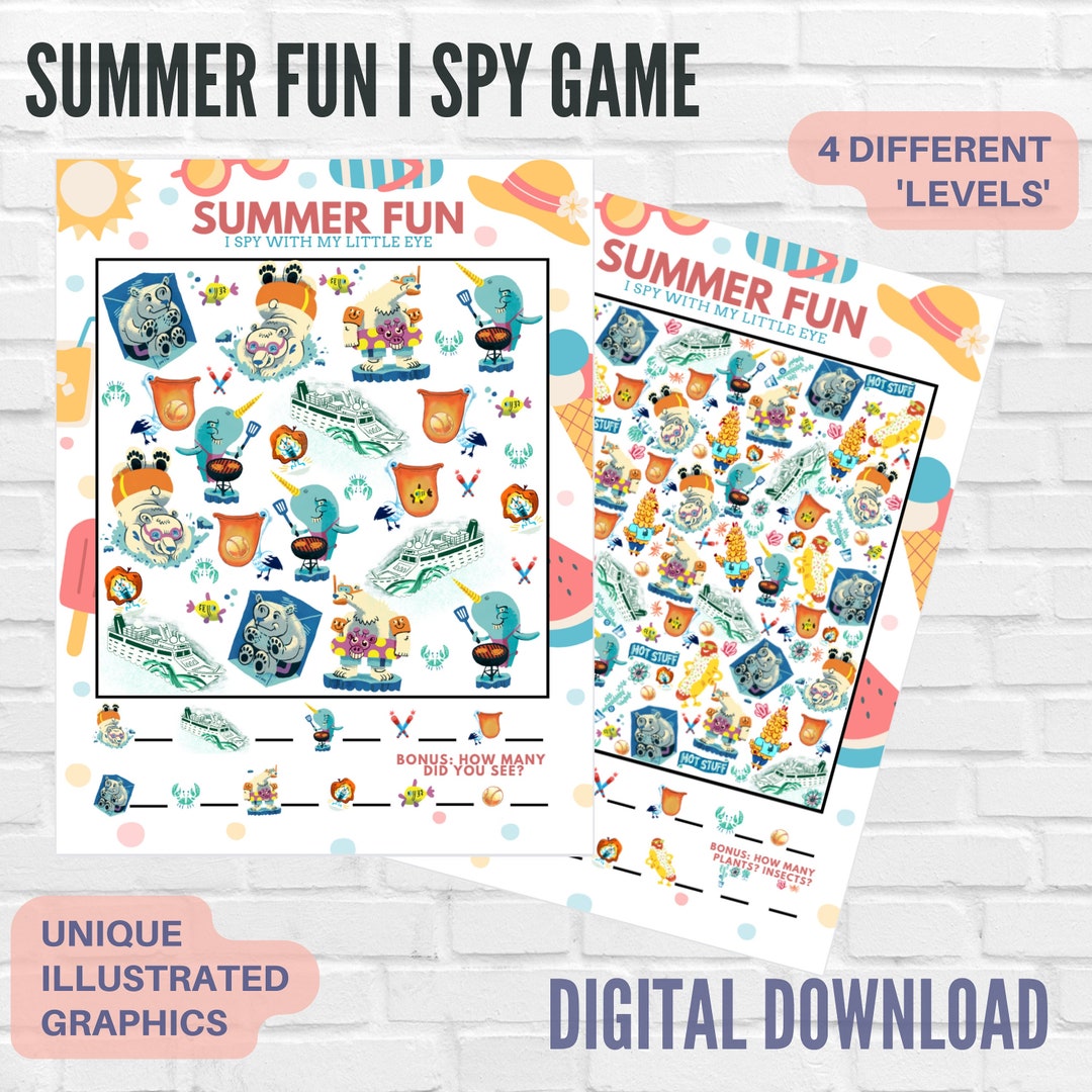 Summer Games, Fun Games for Kids, Printable Search and Find, I Spy Game ...