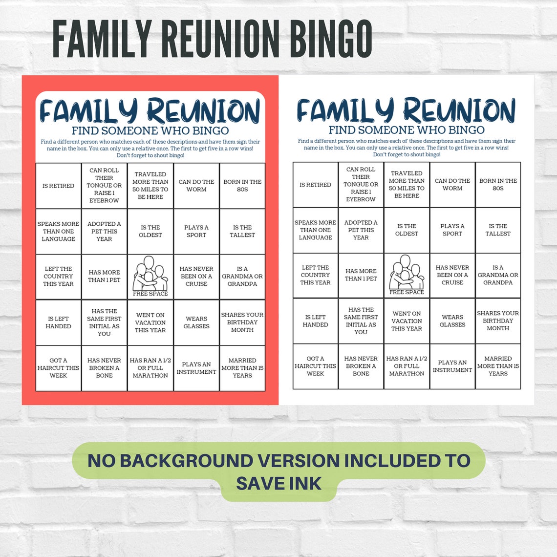 Family Reunion Bingo Games, Find Someone Who Bingo, Ice Breaker Games ...