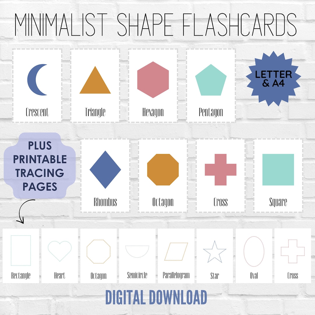 Shape Flashcards, Geometric Printables, Montessori Cards, Educational ...