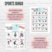 Printable Bingo, Sports Bingo, Sports Games, Printable Games for Kids ...