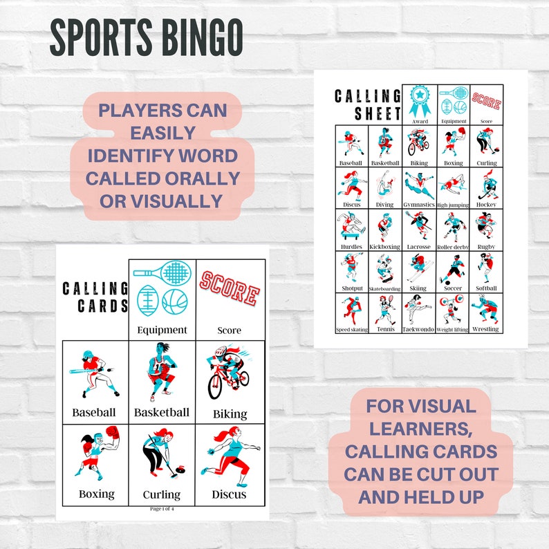 Printable Bingo, Sports Bingo, Sports Games, Printable Games for Kids ...