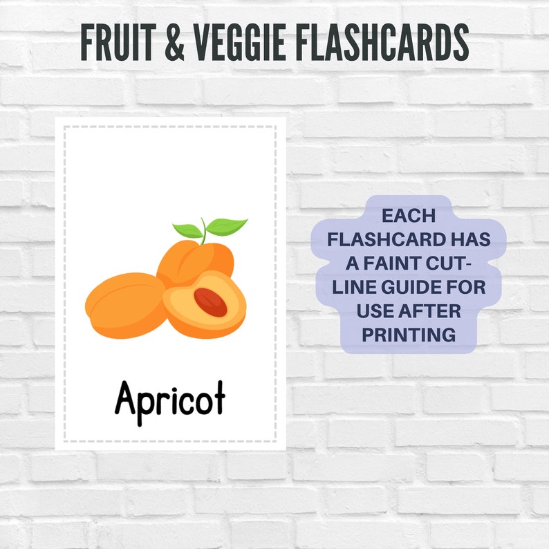 Fruit Flashcards, Vegetable Flashcards for Kids, Educational Printables ...