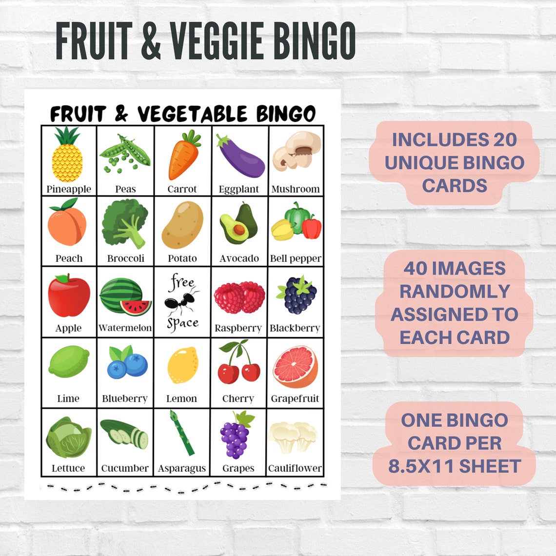 Printable Bingo Cards, Fruit Bingo, Fun Games for Kids, Learning Games ...