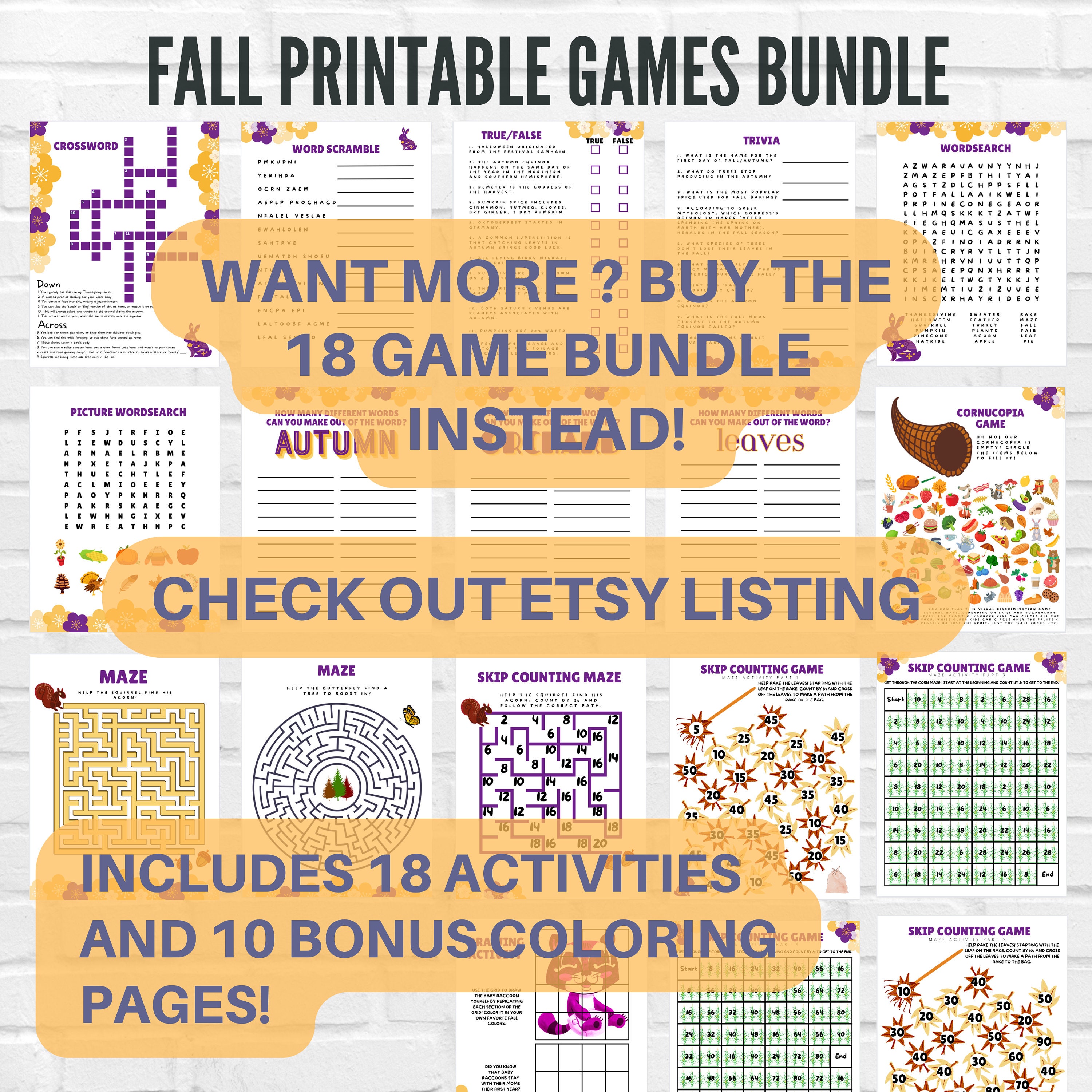 Fall Printable Game, Fall Activities, Printable Activity Sheets for ...