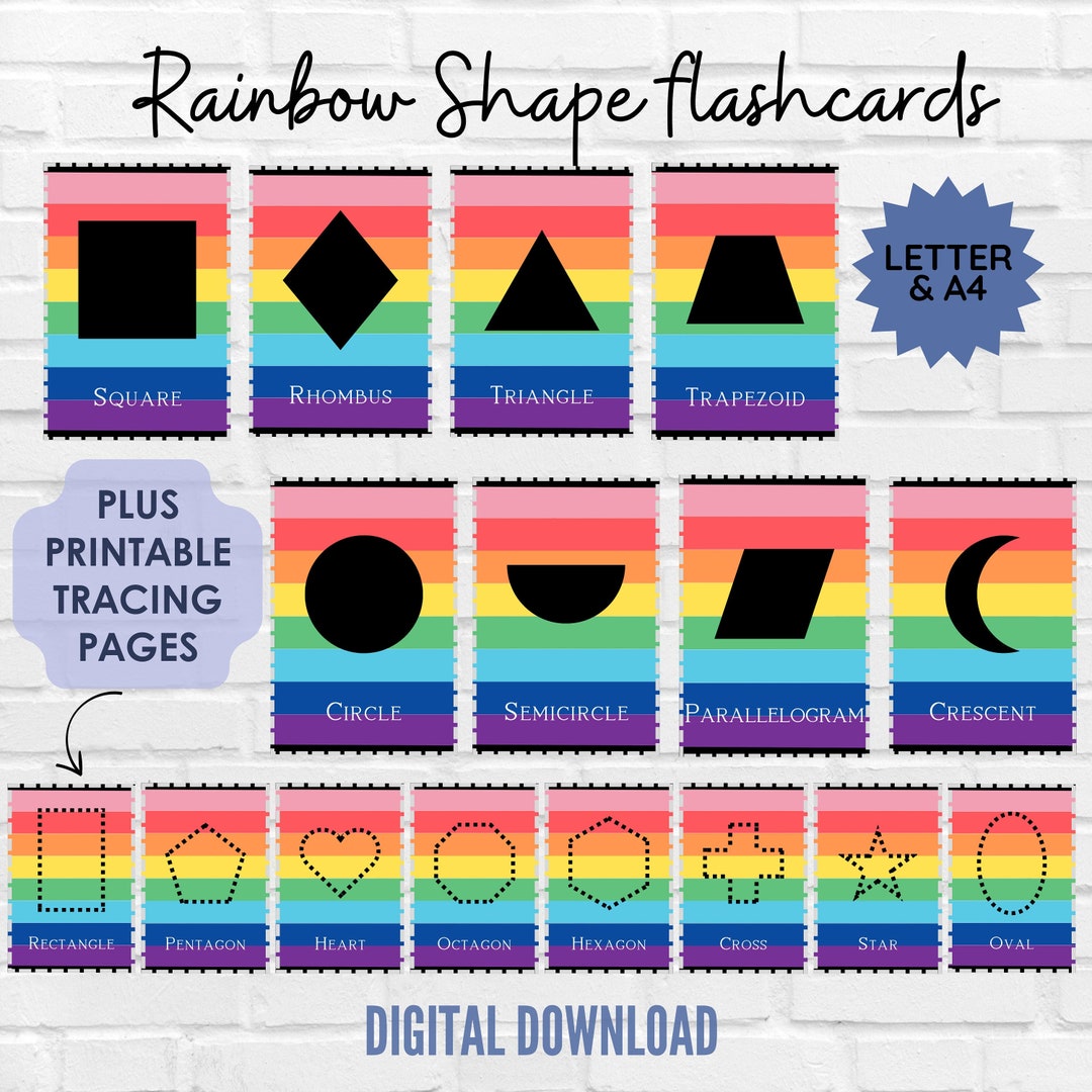 Shape Flashcards, Geometric Printables, Montessori Cards, Educational ...