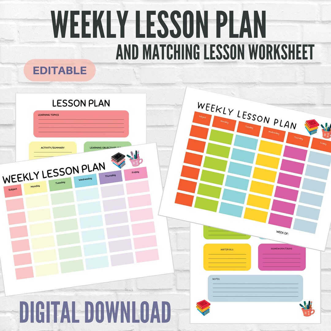 Weekly School Plan, Printable Weekly Planner, School Schedule Template ...