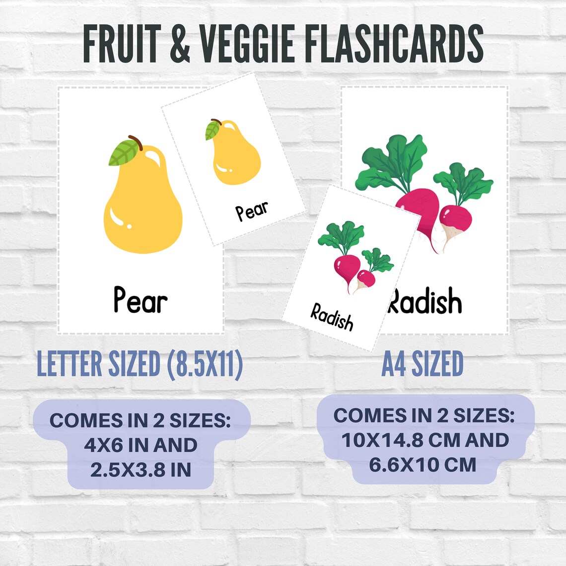 Fruit Flashcards, Vegetable Flashcards for Kids, Educational Printables ...