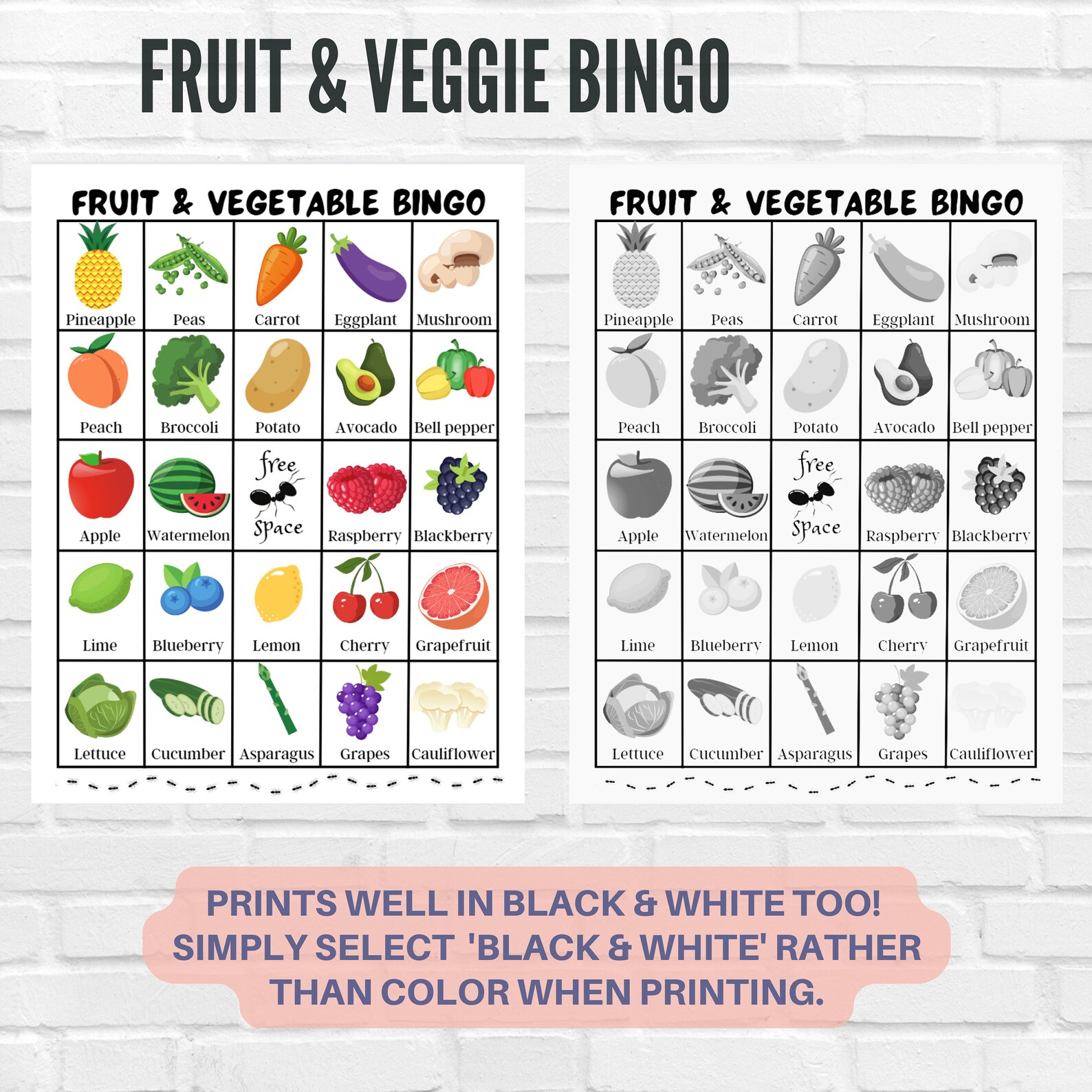 Printable Bingo Cards, Fruit Bingo, Fun Games for Kids, Learning Games ...
