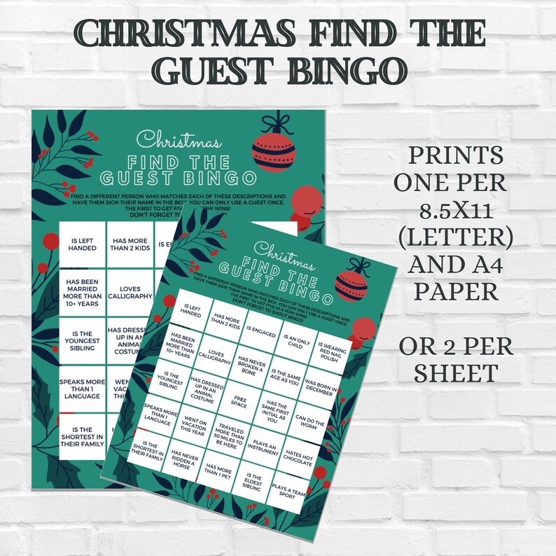 Christmas Party Games, Find the Guest Game, Find Somewhat Who Bingo ...