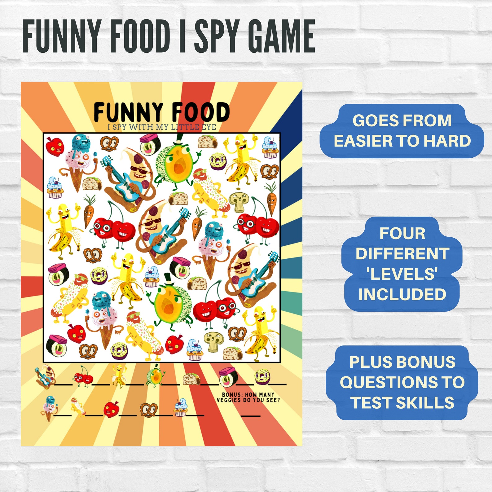 I Spy Printable, Funny Food Printable, Printable Summer Activities for ...