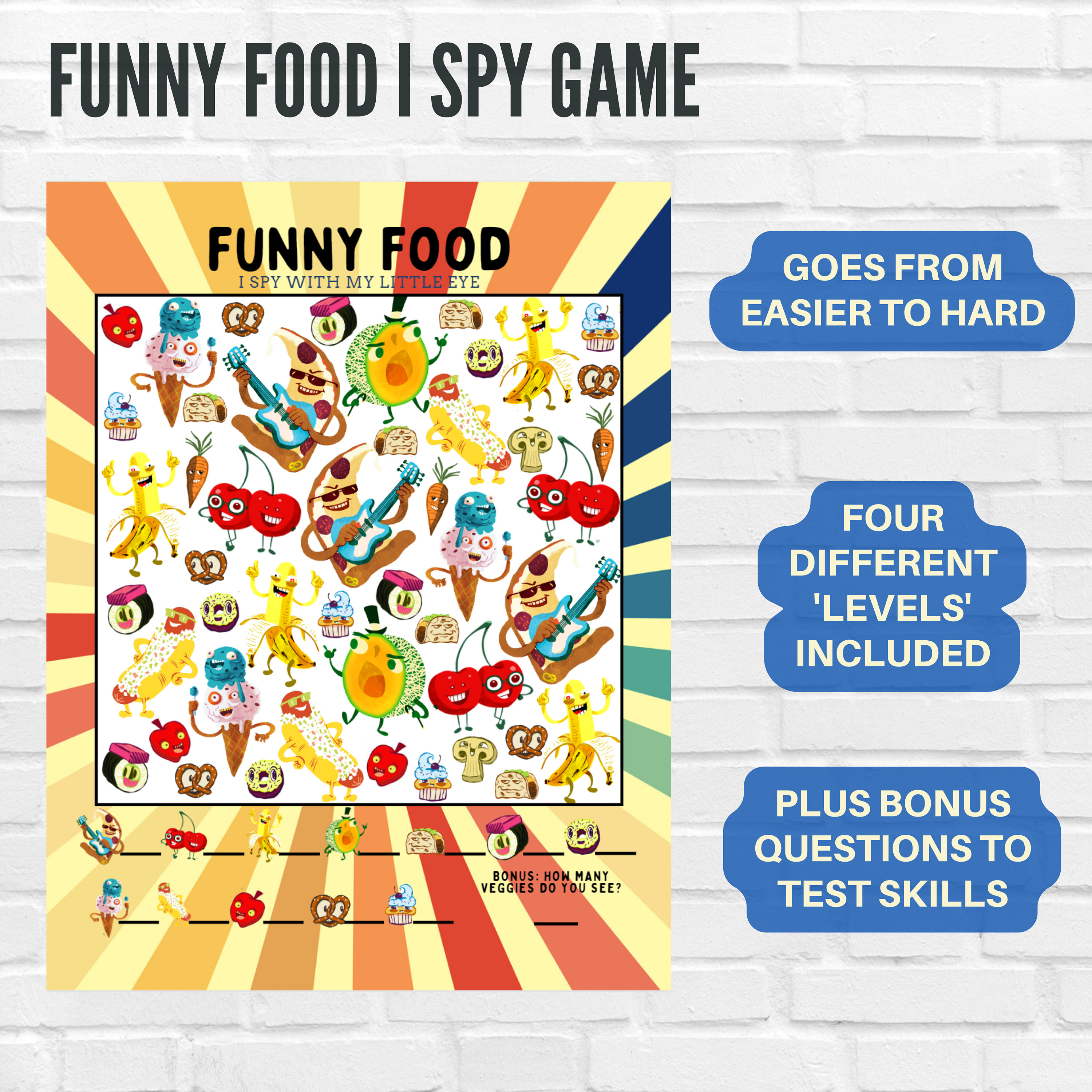 I Spy Printable, Funny Food Printable, Printable Summer Activities for ...