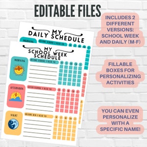 Kids Daily Checklist, Editable Chore Chart, Printable Weekly Planner ...