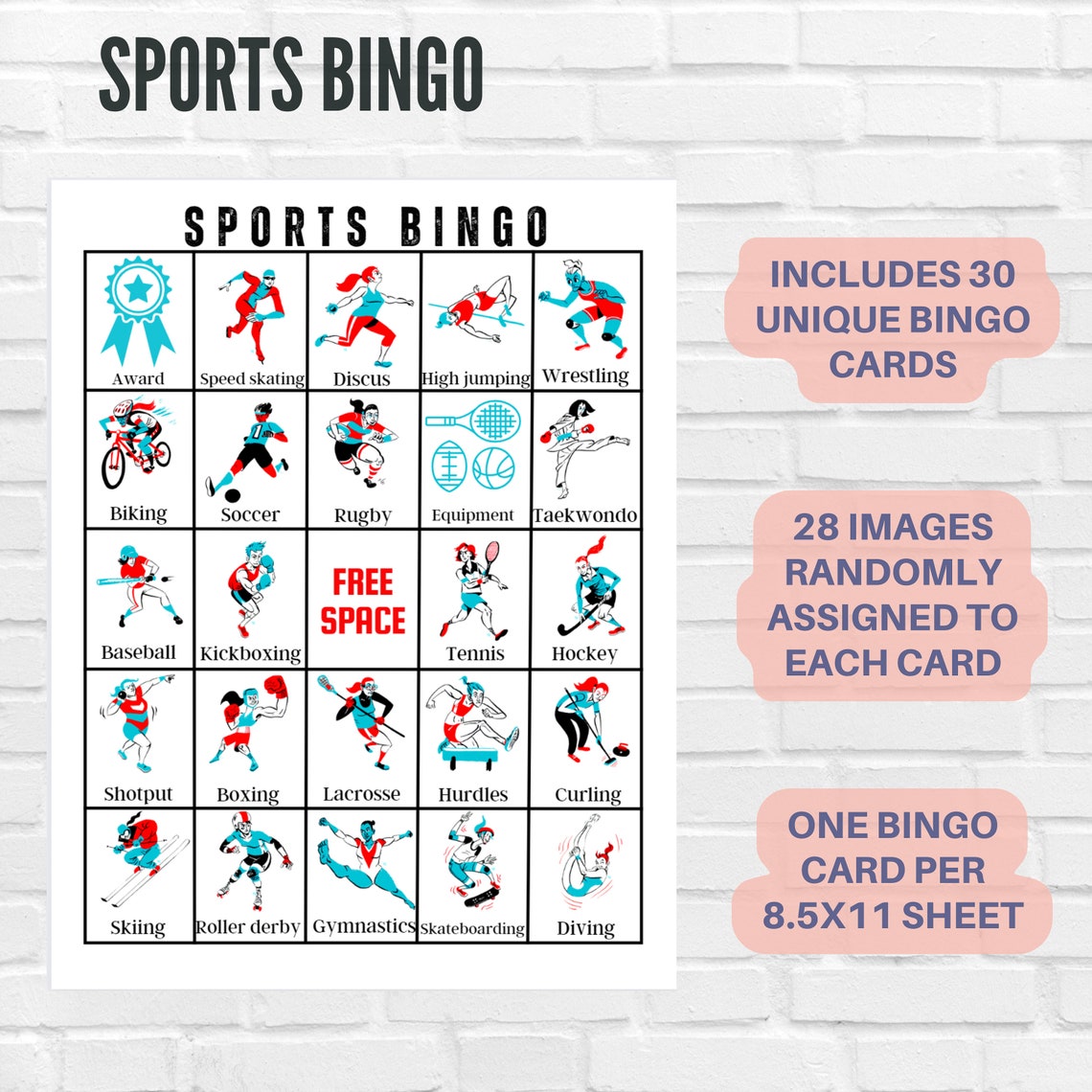 Printable Bingo, Sports Bingo, Sports Games, Printable Games for Kids ...