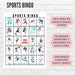 Printable Bingo, Sports Bingo, Sports Games, Printable Games for Kids ...