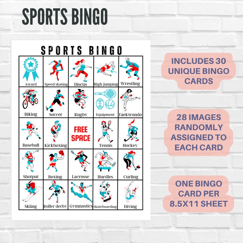 Printable Bingo, Sports Bingo, Sports Games, Printable Games for Kids ...
