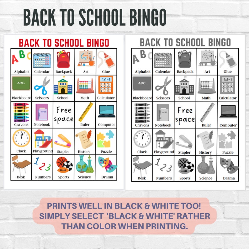 Back to School Games Printable, Printable Bingo, Back to School Bingo ...