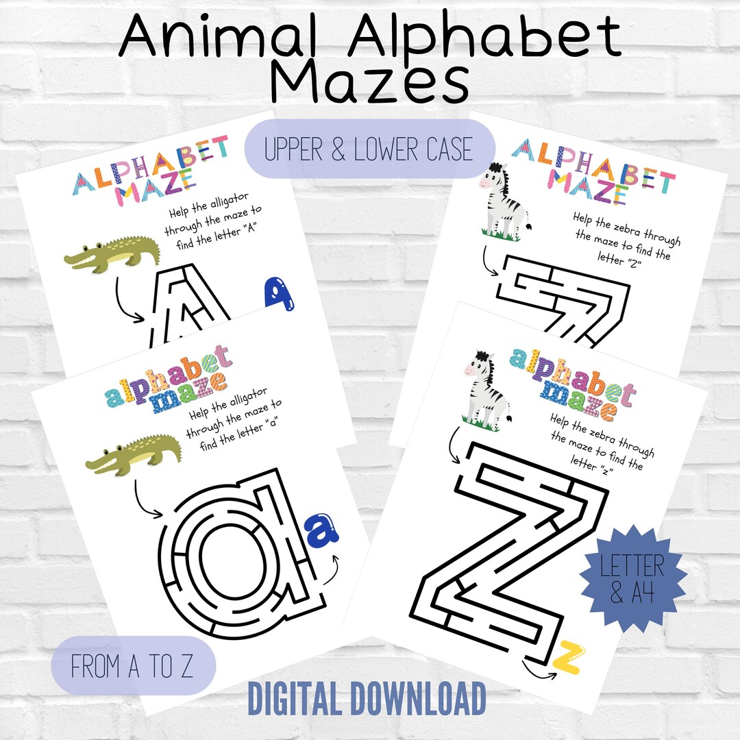 Alphabet Maze, Alphabet Printable Worksheet, Letter Worksheet ...