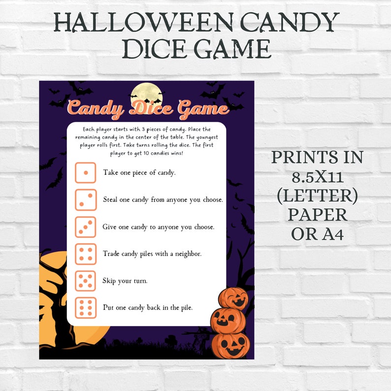 Halloween Dice Games for Kids Halloween Party Game Halloween - Etsy