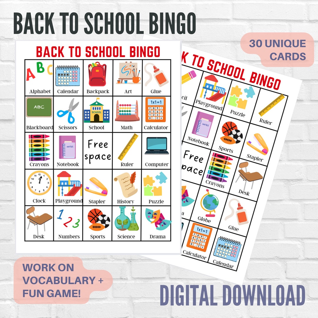 Back to School Games Printable, Printable Bingo, Back to School Bingo ...