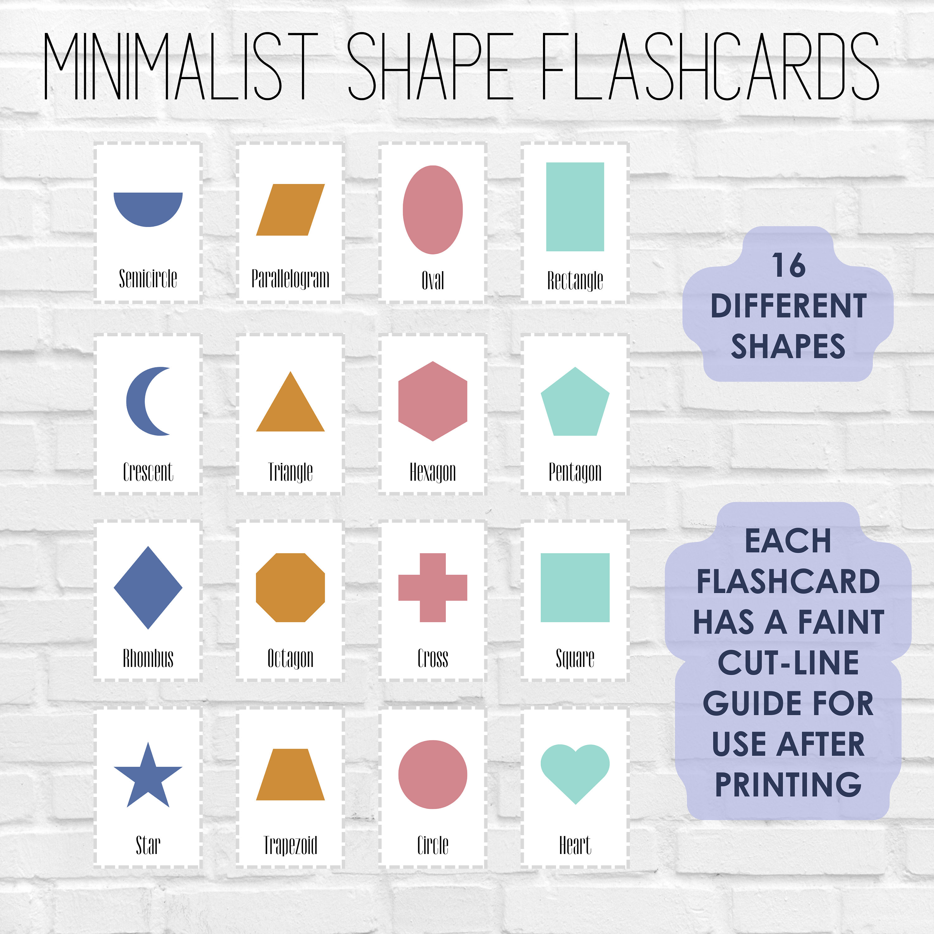 Shape Flashcards, Geometric Printables, Montessori Cards, Educational ...