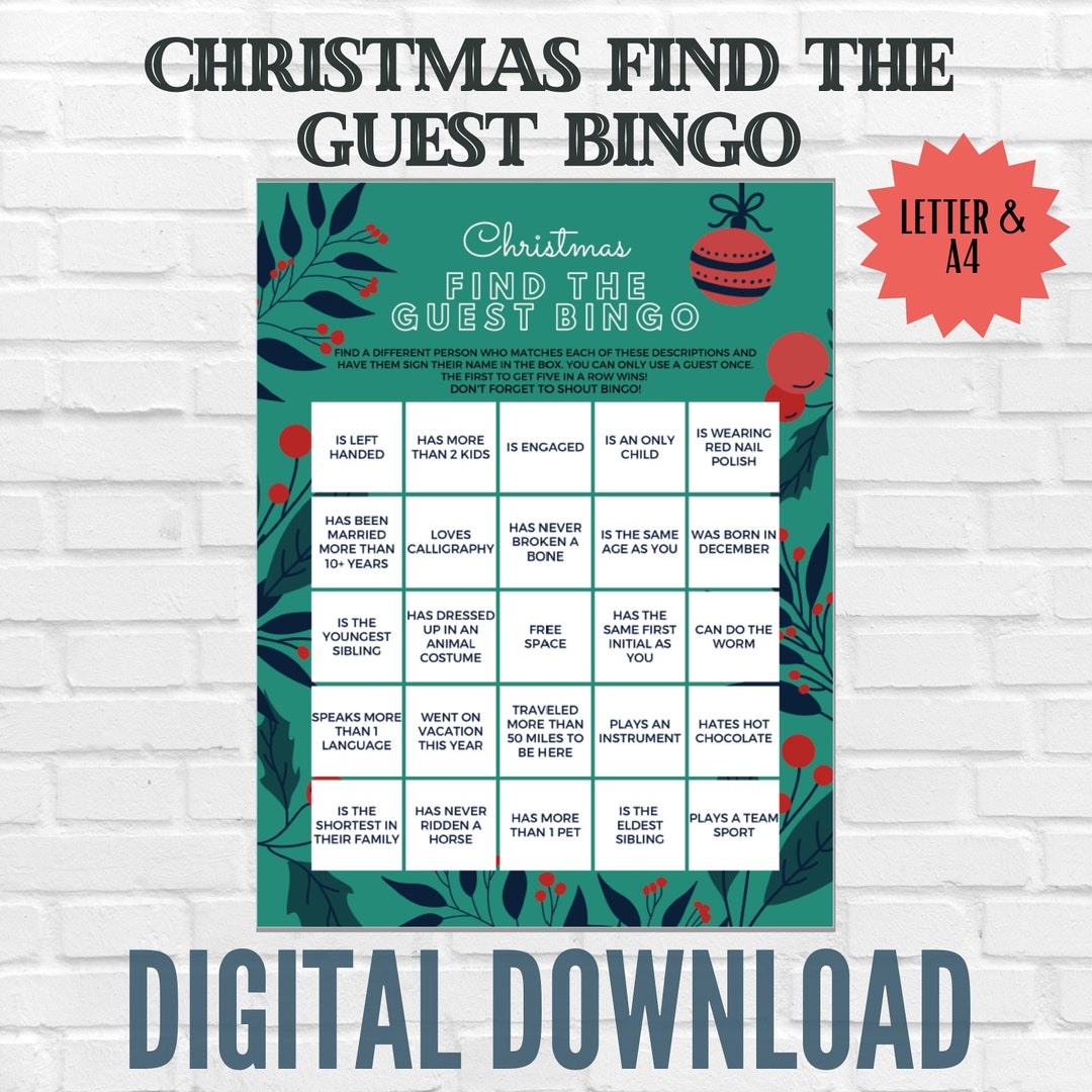 Christmas Party Games, Find the Guest Game, Find Somewhat Who Bingo ...