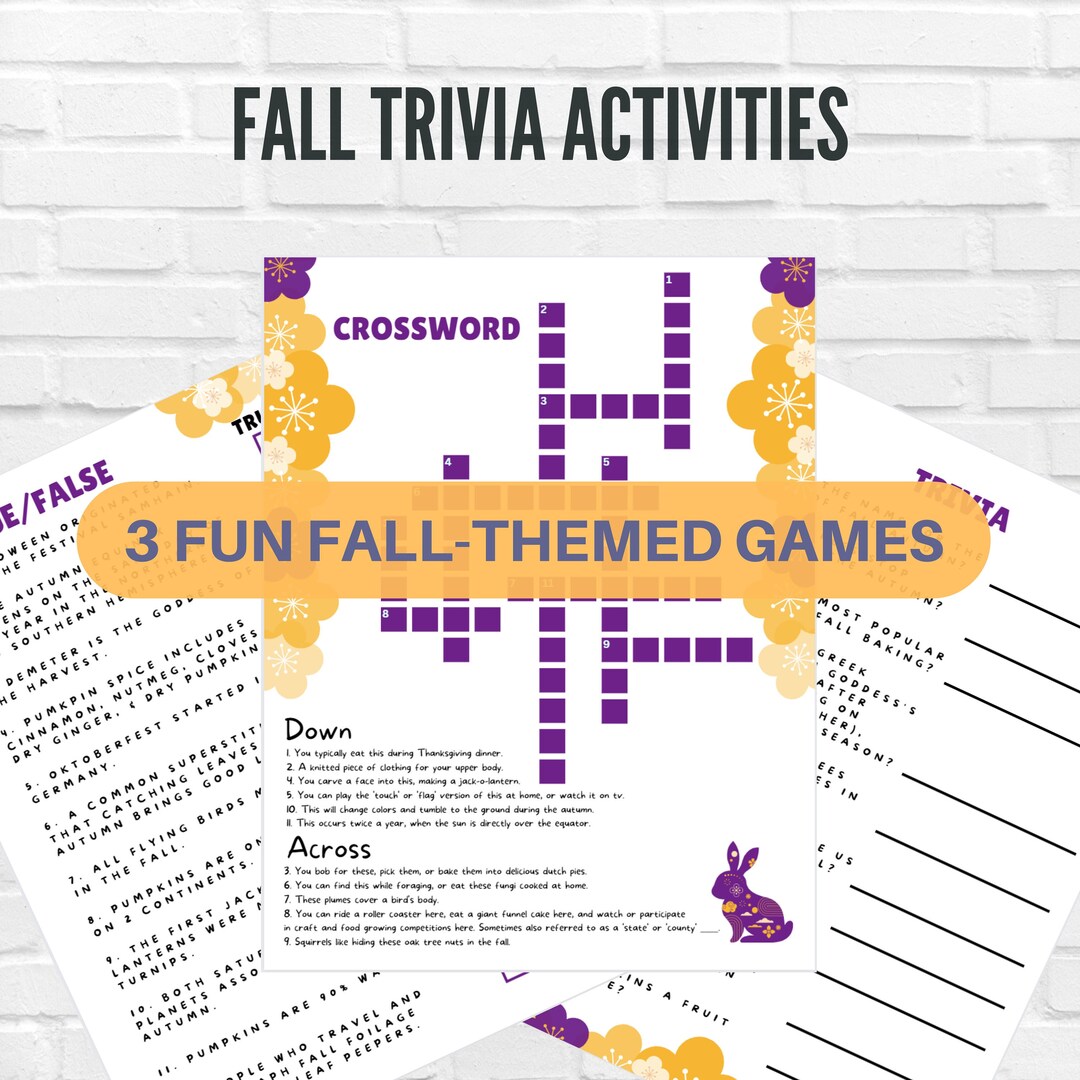 Fall Trivia, Fall Printable Game, Family Activities, Fall Games Bundle ...
