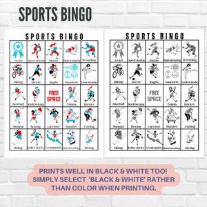 Printable Bingo, Sports Bingo, Sports Games, Printable Games for Kids ...