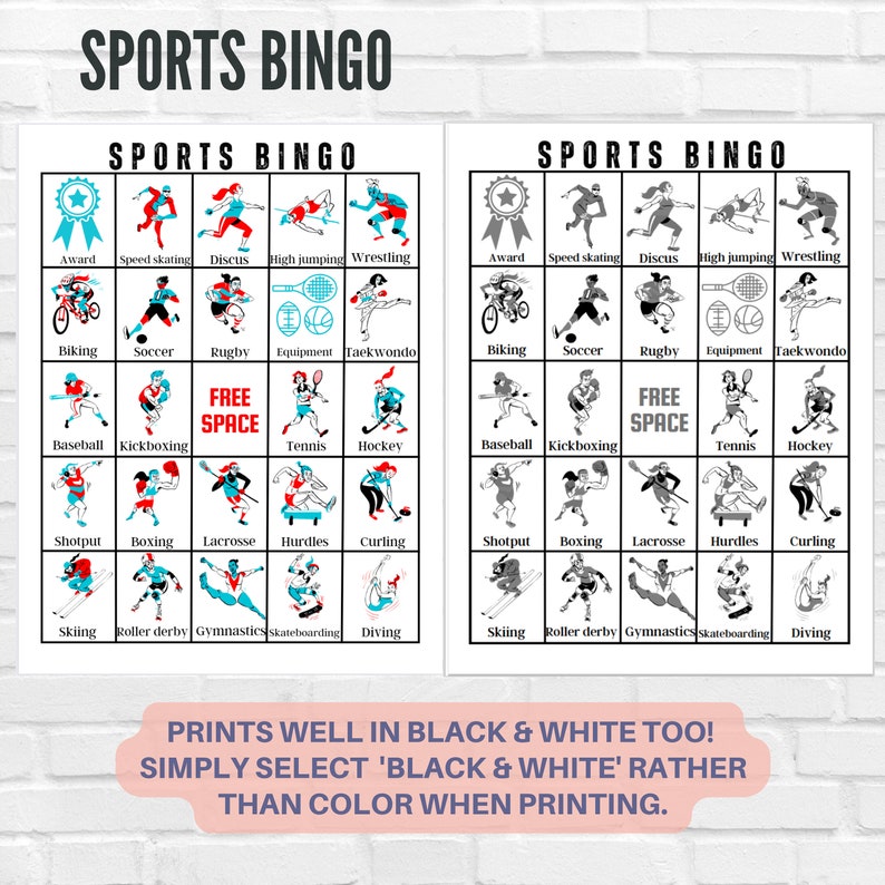 Printable Bingo, Sports Bingo, Sports Games, Printable Games for Kids ...