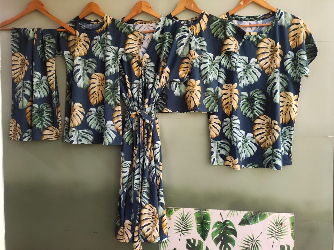 Delivery Robe and Gown Set - Tropical Edition - Tropical Monstera Palm ...