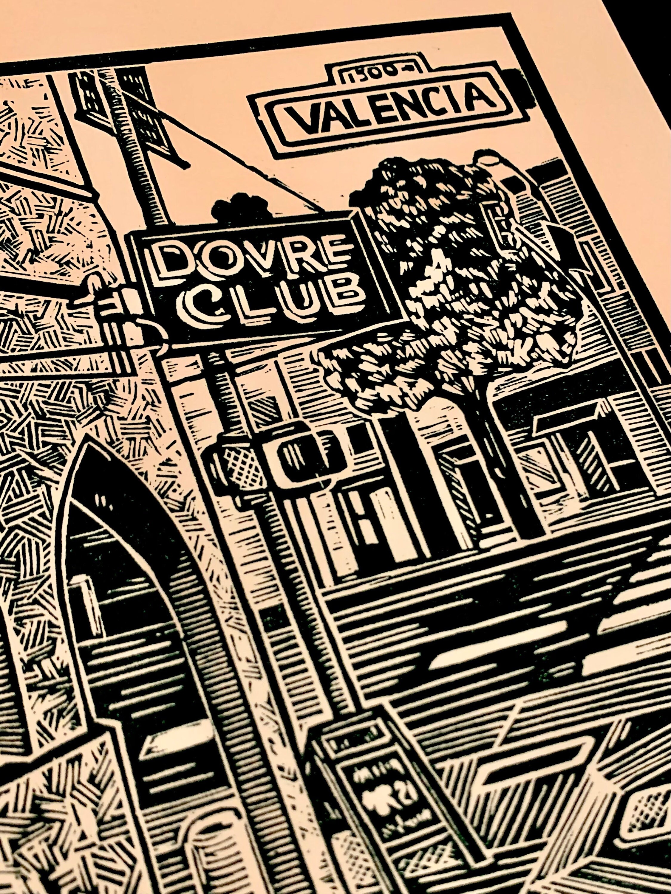 Dovre Club SF- Original Linocut, Handprinted, Handcarved, San Francisco ...