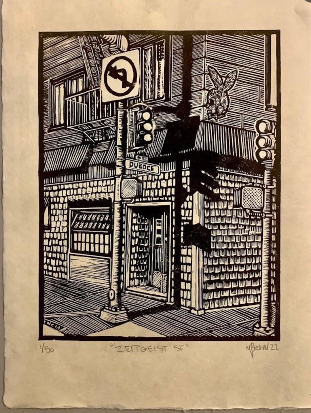 Zeitgeist SF- Artist Proofs- Original Linocut, Handprinted, Dive Bar ...