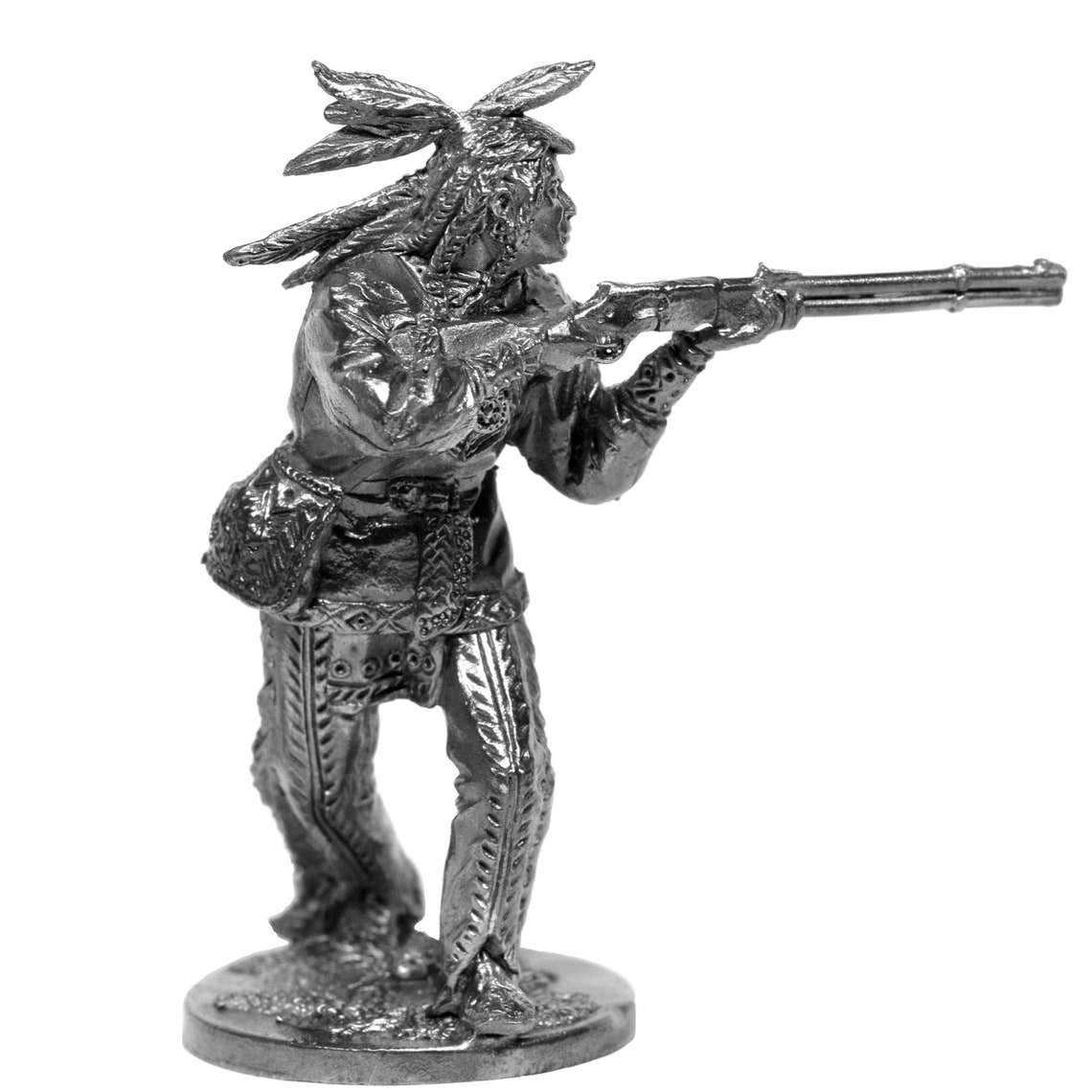Native American Indian Warrior Polished Metal Sculpture Collectable ...