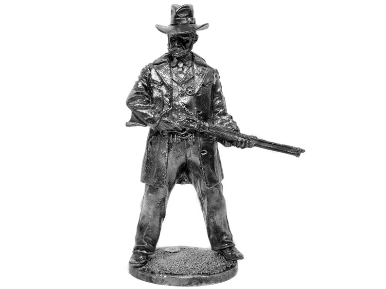 American Western Sheriff Polished Metal Sculpture Collectable Cowboy ...