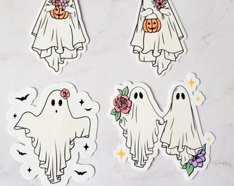 Valentine Flower Ghost Stickers With Text - Etsy