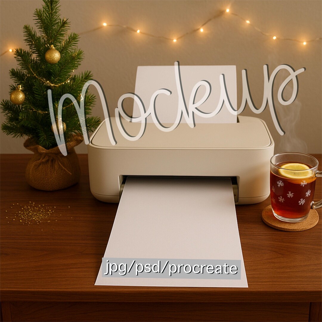 Mockup of 6 Printers on A4 Paper, Christmas-themed, Realistic Template ...