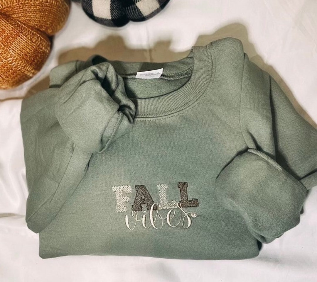 Fall Vibes Sweatshirt, Embroidered Fall Sweatshirt, Hello Fall Crewneck ...