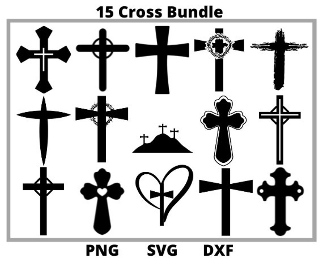 15 Cross Svg/png/dxf Bundle, Christian Cross Shirt Svg, Crucifix Cross ...