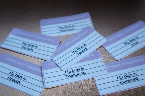 BTS Bias Name Tag Sticker K-pop Merchandise Stickers | Etsy