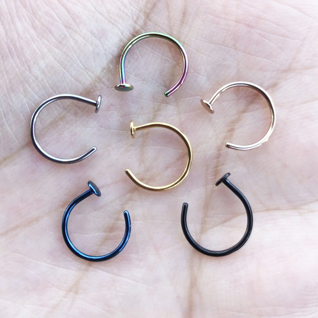 20G 18G Open Nose Hoop Ring Surgical Steel Basic Nose Ring 6mm 8mm 10mm ...