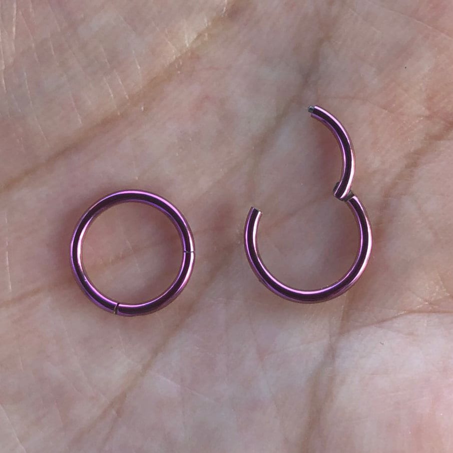 Pink Color Plated on Surgical Steel HINGED Segment Nose Ring | Etsy