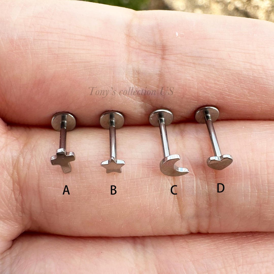 Implant Grade Titanium Threadless Push Pin Tragus Triple Forward Helix ...