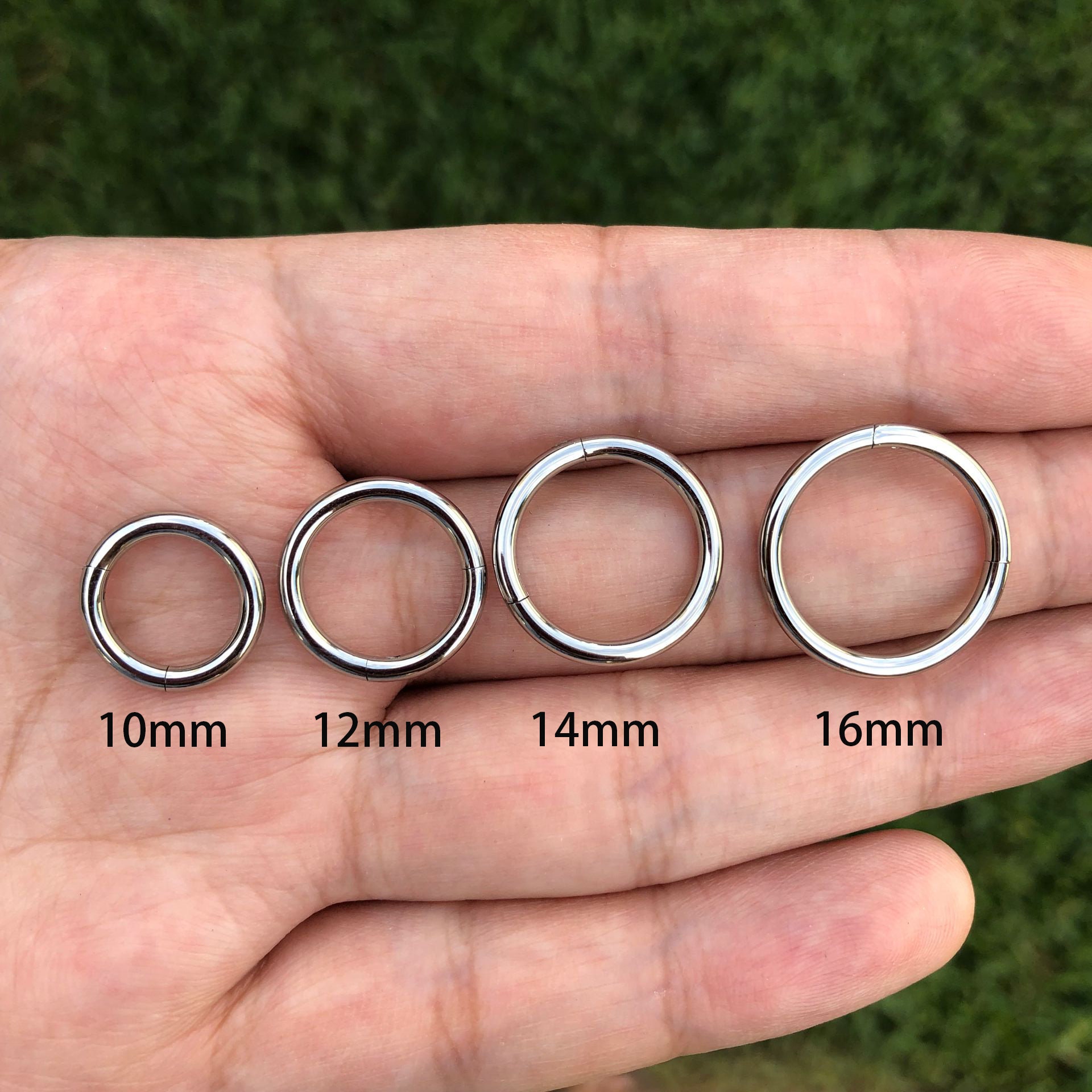 12G 10G Silver Color Surgical Steel HINGED Segment Nose Ring Septum Clicker Ring Daith Hoop Large gauge